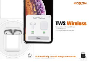 سماعات بلوتوث ايربود WL01 LITE موكسوم، ميكروفون HQ تحكم باللمس، بلوتوث الجيل الخامس MOXOM MX ...