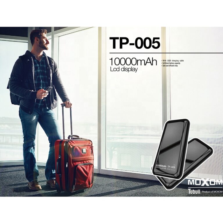 خازن باور بنك موكسوم TP-005 الومينيوم بسعة 10000mAh منفذ شحن سريع MOXOM Tubull TP-005 Power Bank ...